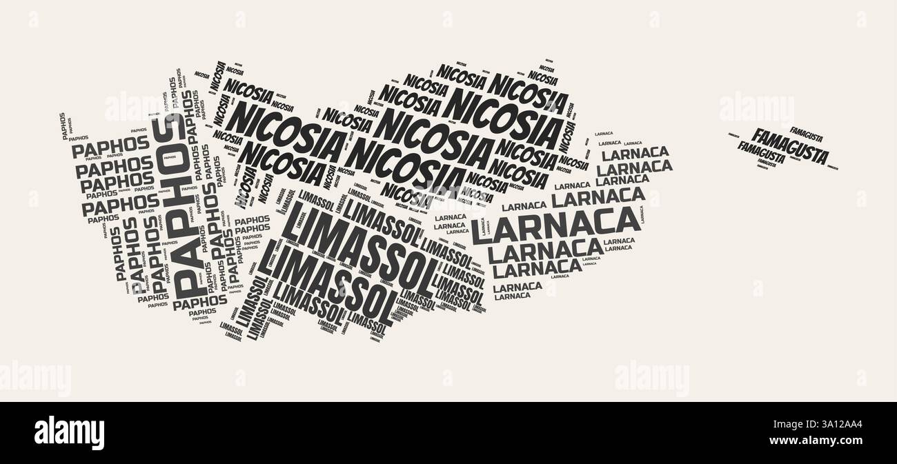Cyprus Word Cloud. Country with regions division. Cyprus typographic ...