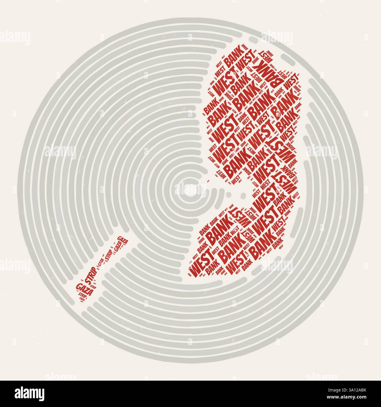Palestine round poster. Typography style image of country. Regions word ...