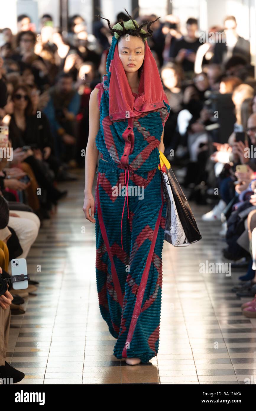 Milan, Italy. 02nd Mar, 2025. A model walks the runway during the ...