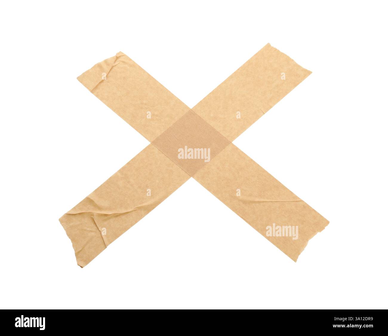 Cross made with masking tape isolated on white, top view Stock Photo ...