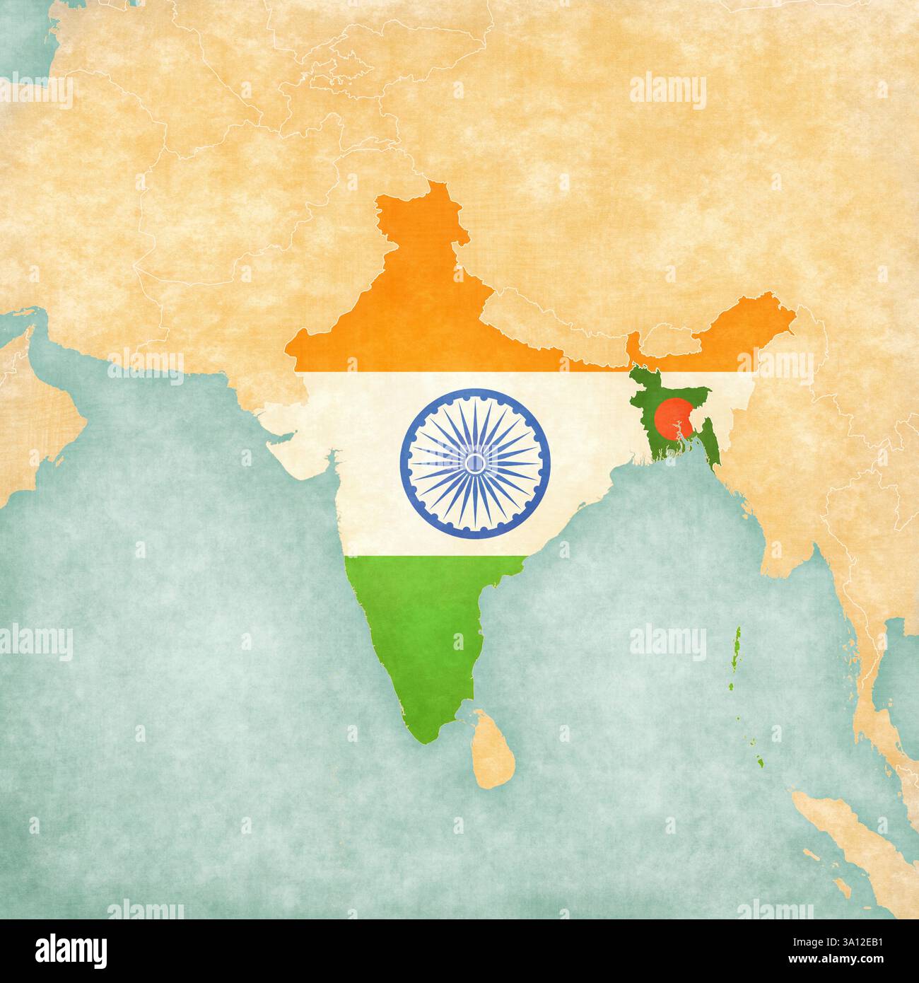 India bangladesh map hi-res stock photography and images - Alamy