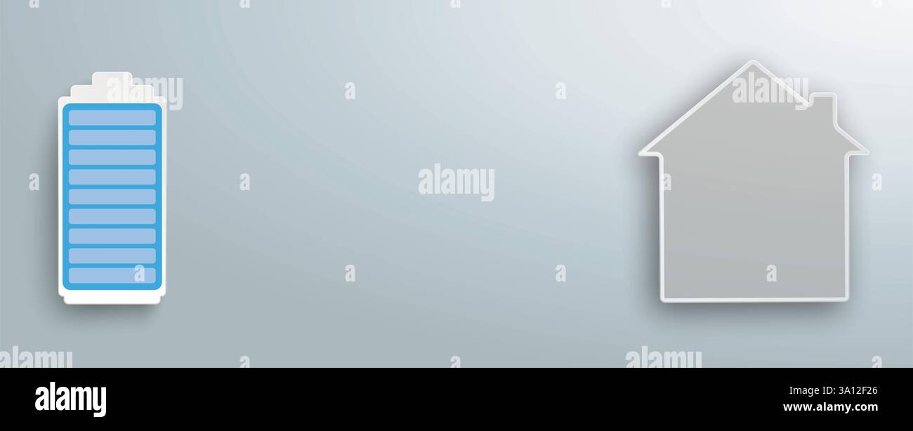 Battery Paper House Header White paper house with a battery on the grey ...