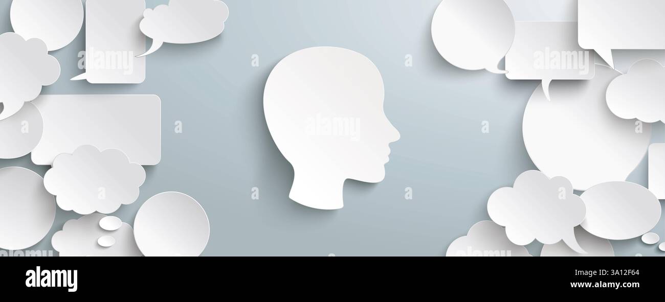 Speech Bubbles Human Head Header White paper speech bubbles with a ...