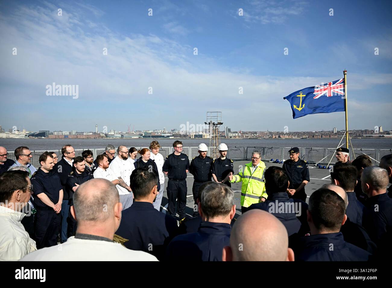 Britain's Prime Minister Keir Starmer speaks on RFA Tidespring at ...