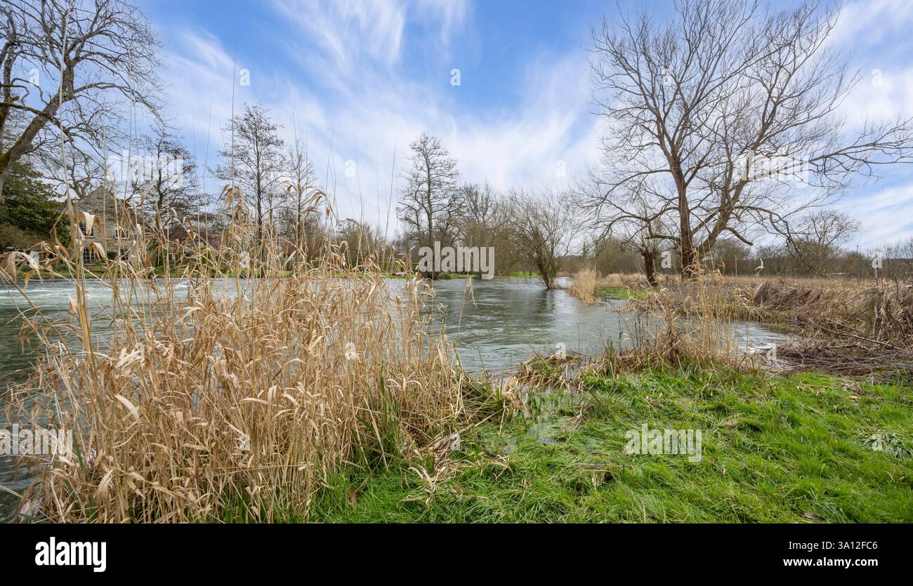 The River Wylye flowing through the countryside near Fisherton de la ...