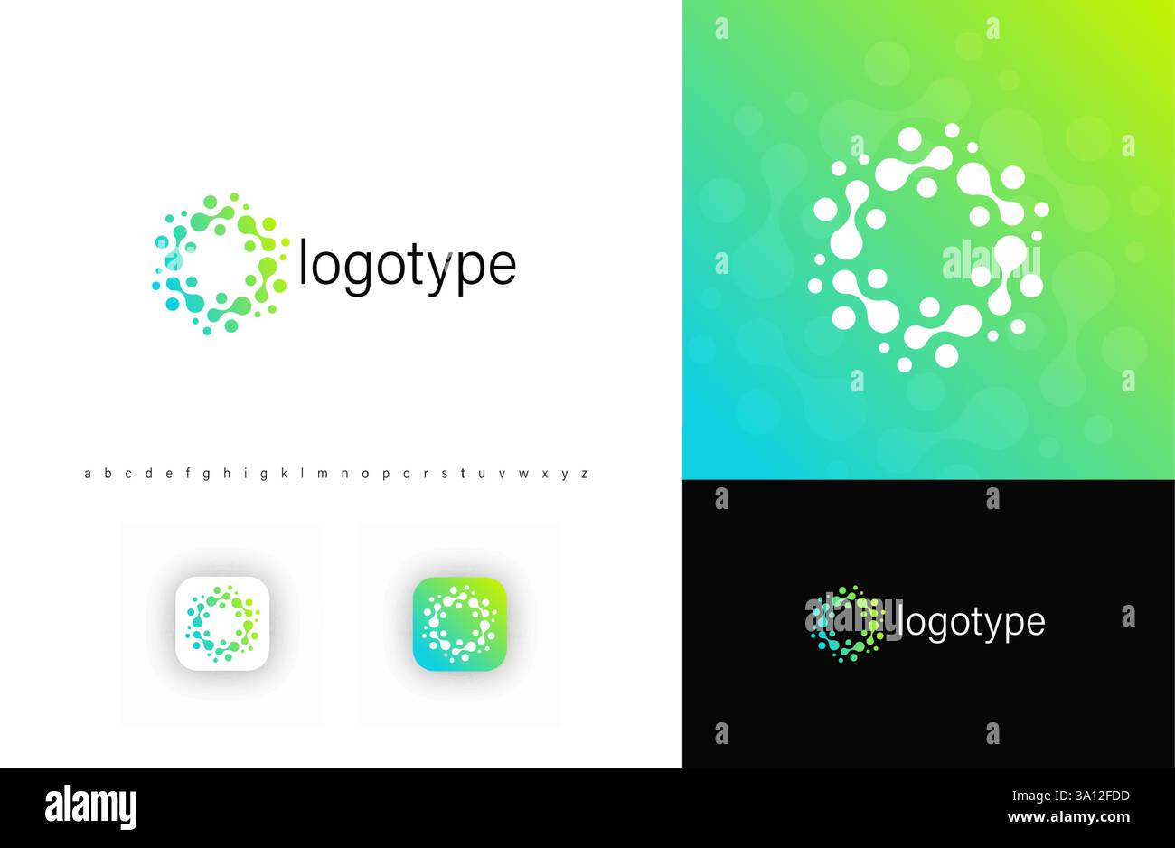 Round molecular logo forming circular fusion dots structure ...