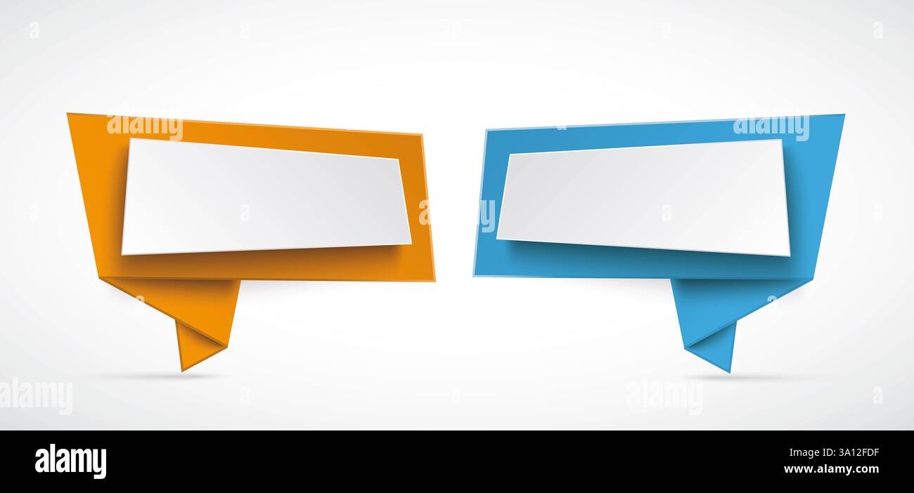 2 Origami Speech Bubbles Header Infographic with 2 speech bubbles on ...