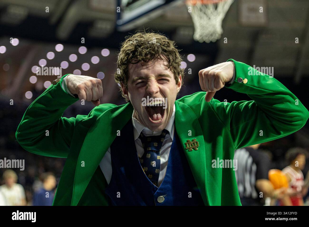 March 05, 2025: Notre Dame Leprechaun reacts to a dunk during NCAA ...