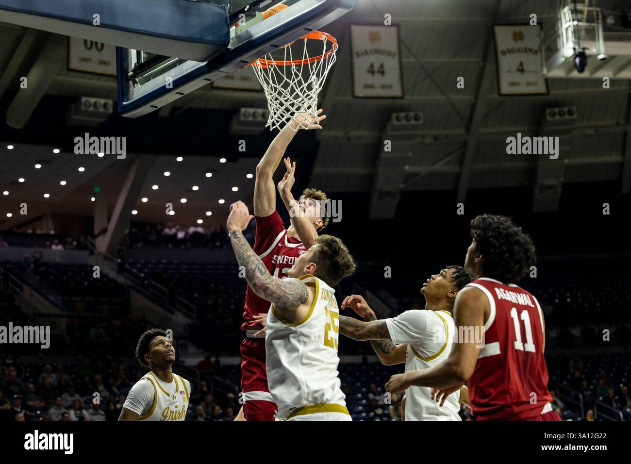 March 05, 2025: Stanford forward Maxime Raynaud (42) shoots over Notre ...