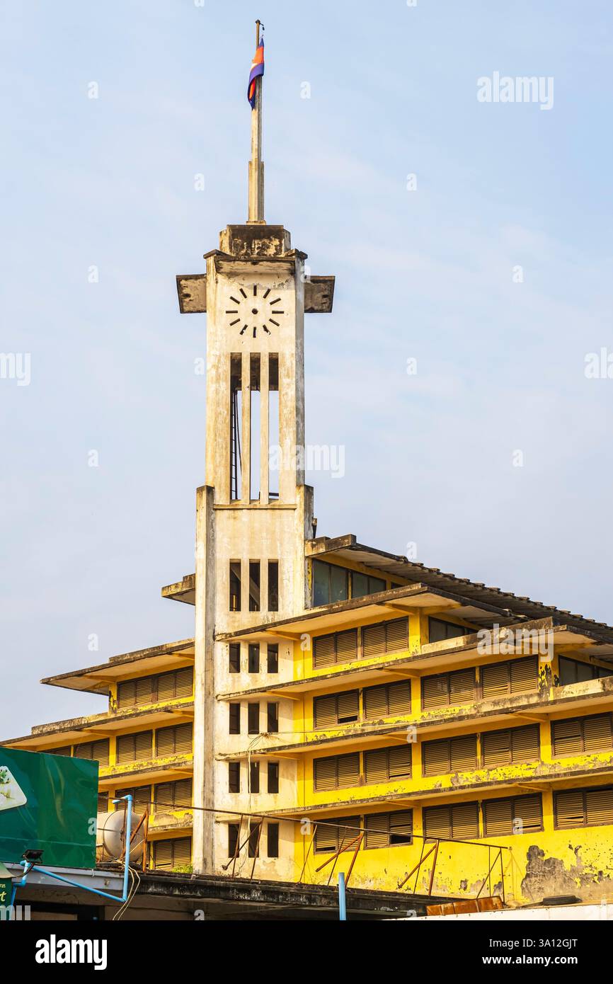 the Building of the Psar Nat market in the city centre of Battambang in ...