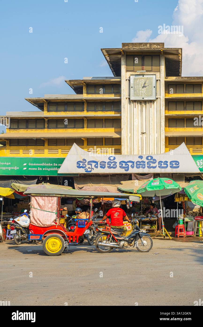 the Building of the Psar Nat market in the city centre of Battambang in ...