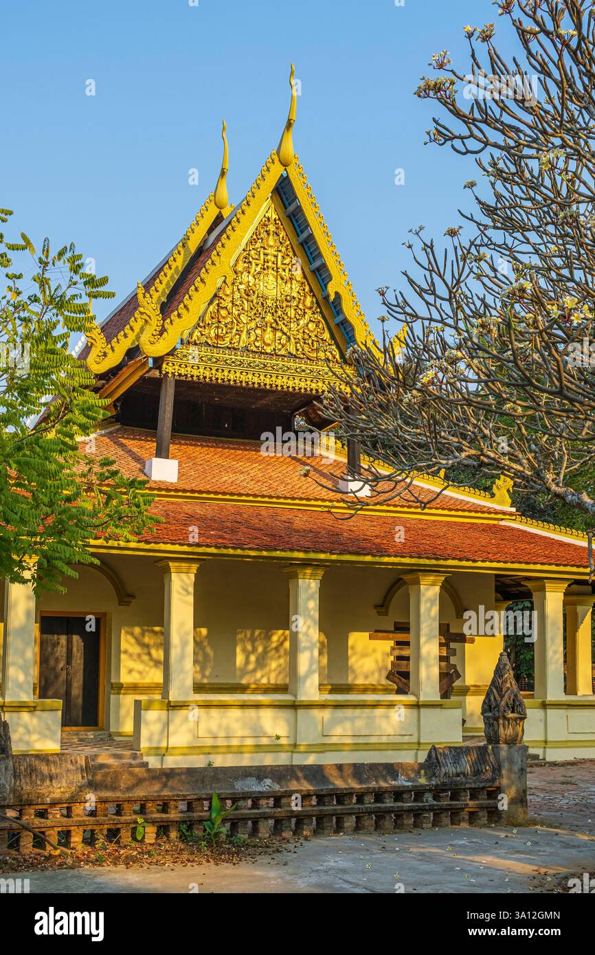 Cambodia, Battambang, 300-year-old Wat Samrong Knong Buddhist pagoda ...