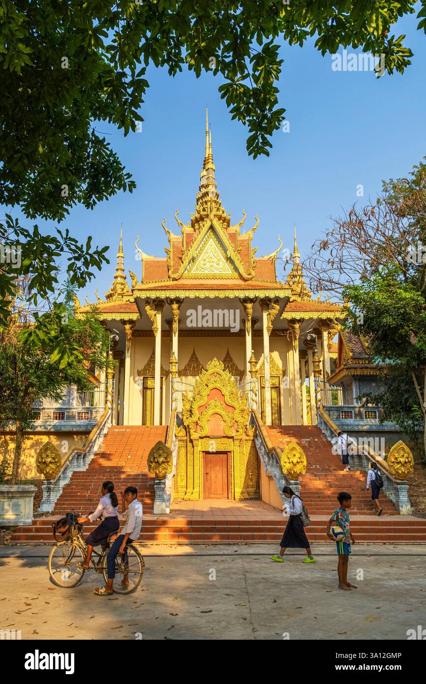 Cambodia, Battambang, 300-year-old Wat Samrong Knong Buddhist pagoda ...