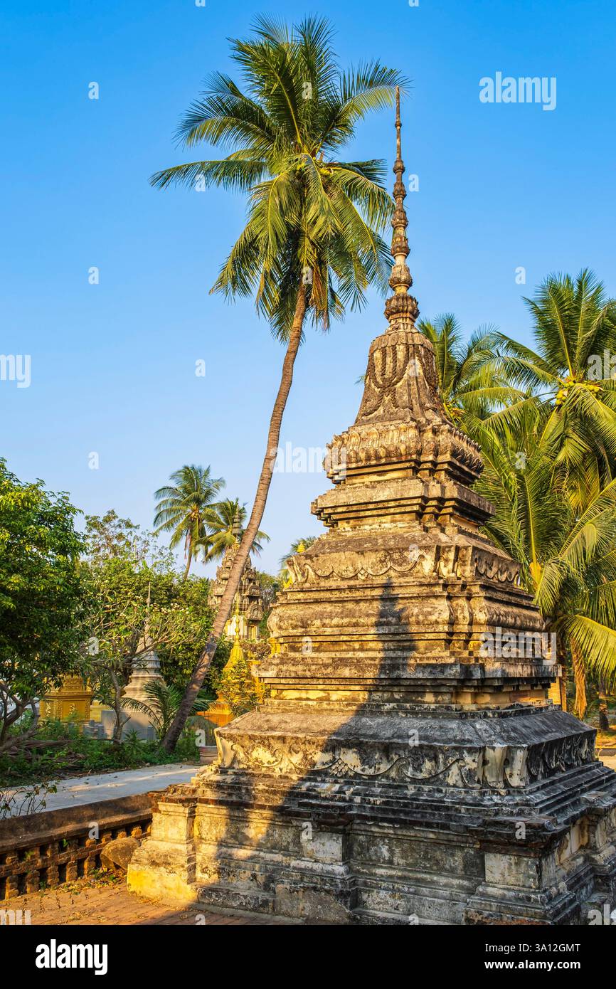 Cambodia, Battambang, 300-year-old Wat Samrong Knong Buddhist pagoda ...