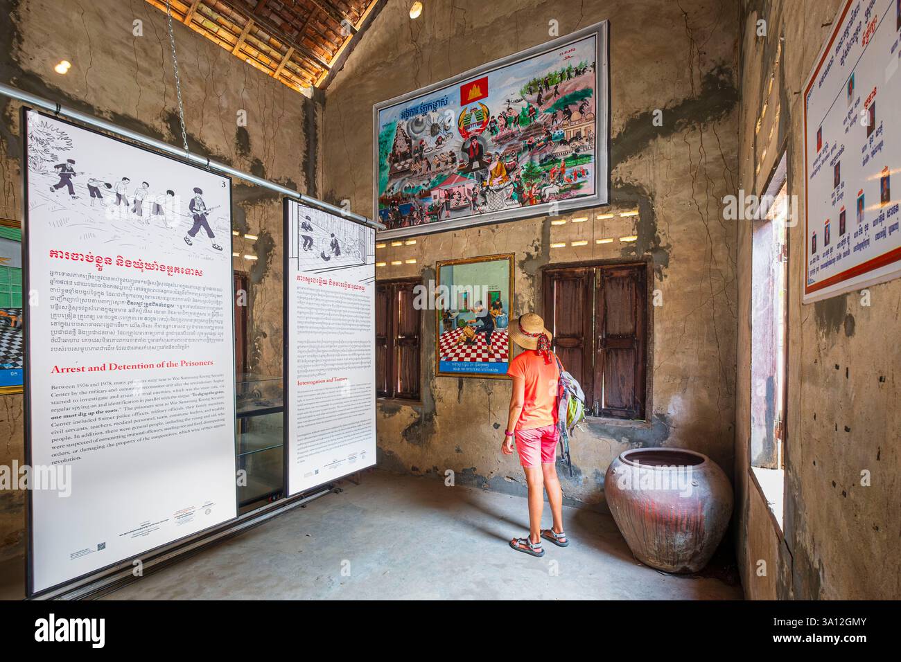 Cambodia, Battambang, 300-year-old Wat Samrong Knong Buddhist pagoda ...