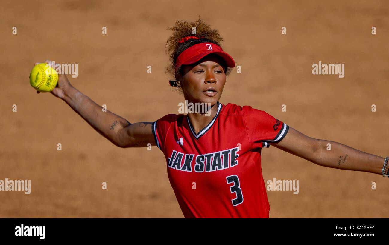 Jacksonville State pitcher Jaliyah Holmes (3) throws during an NCAA ...