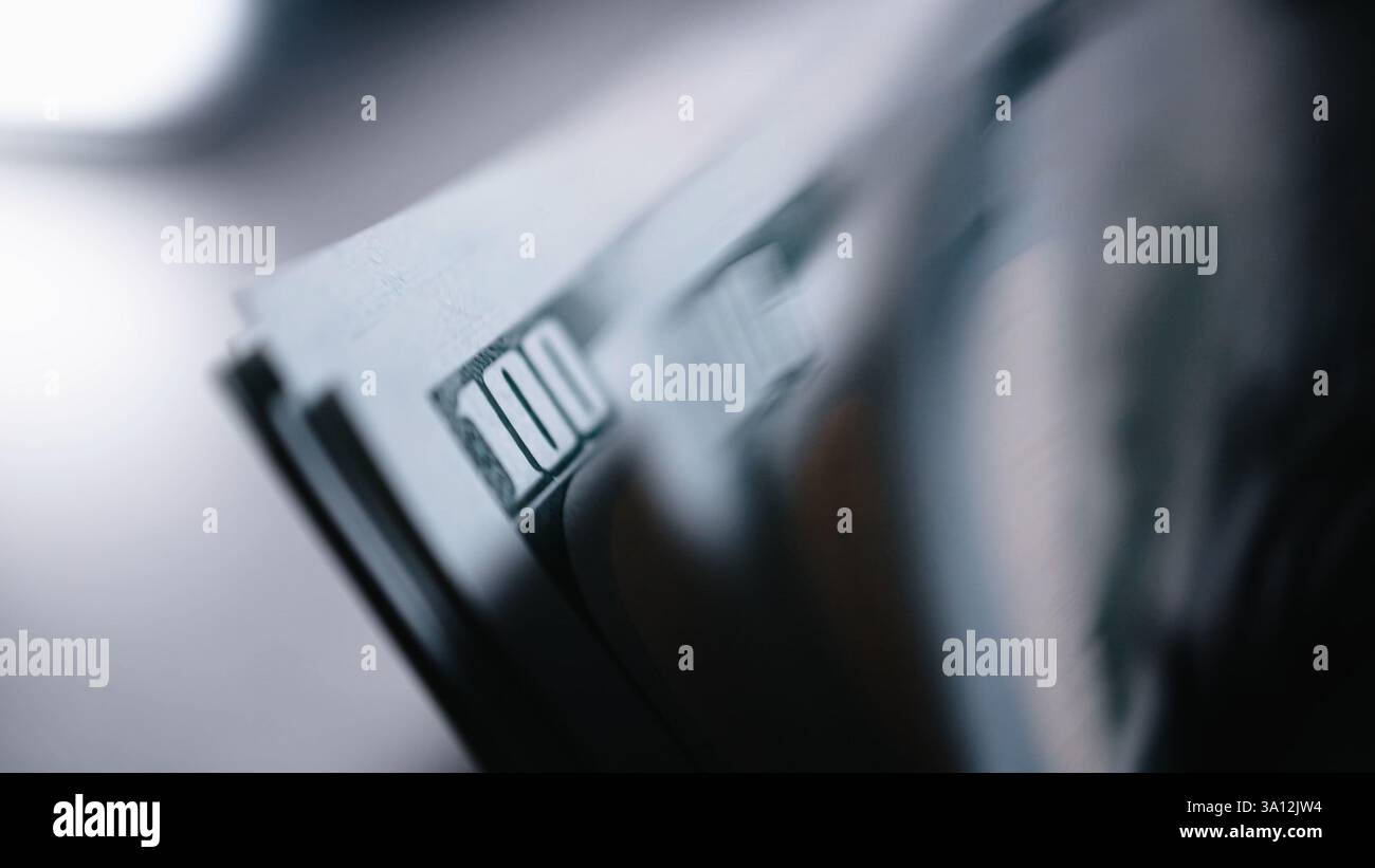Money counting machine bank machine close up. Macro view counter ...