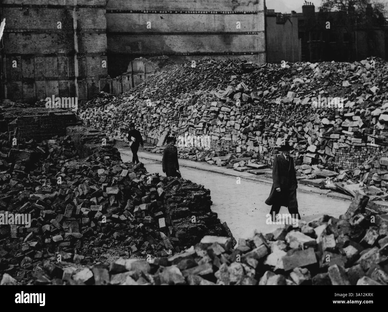 London Raid Damage - Piles of bricks from bombed buildings. July 15 ...