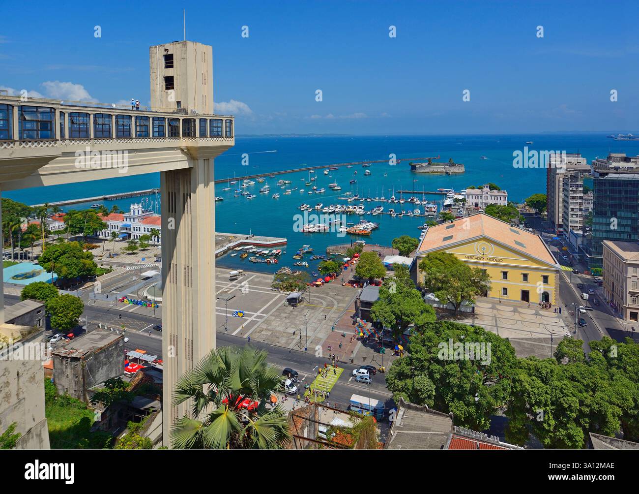 Brazil, Bahia, Salvador, Lacerda lift and the market Mercado Modelo ...