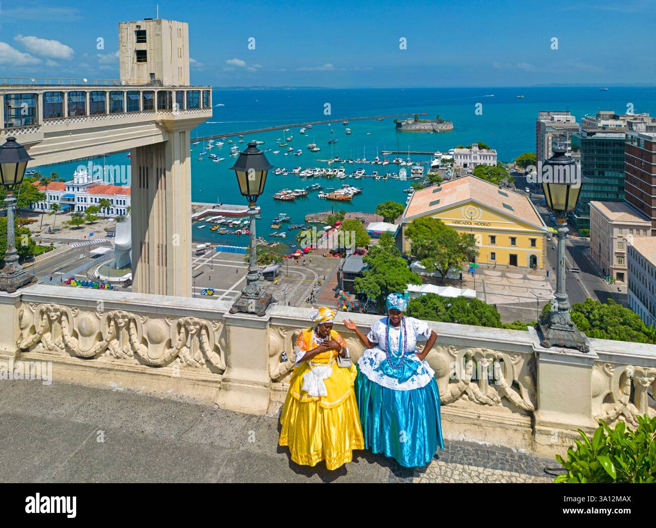 Brazil, Bahia, Salvador, Lacerda lift, the market Mercado Modelo and ...