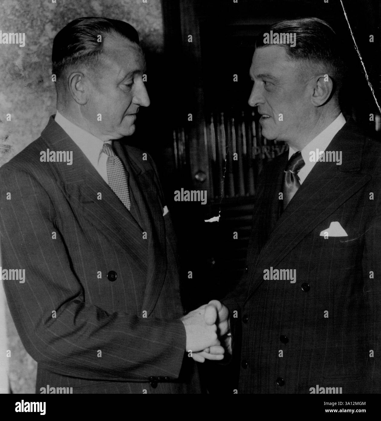 Tom McMahon (left) congratulating George Bishop, who was chosen ...