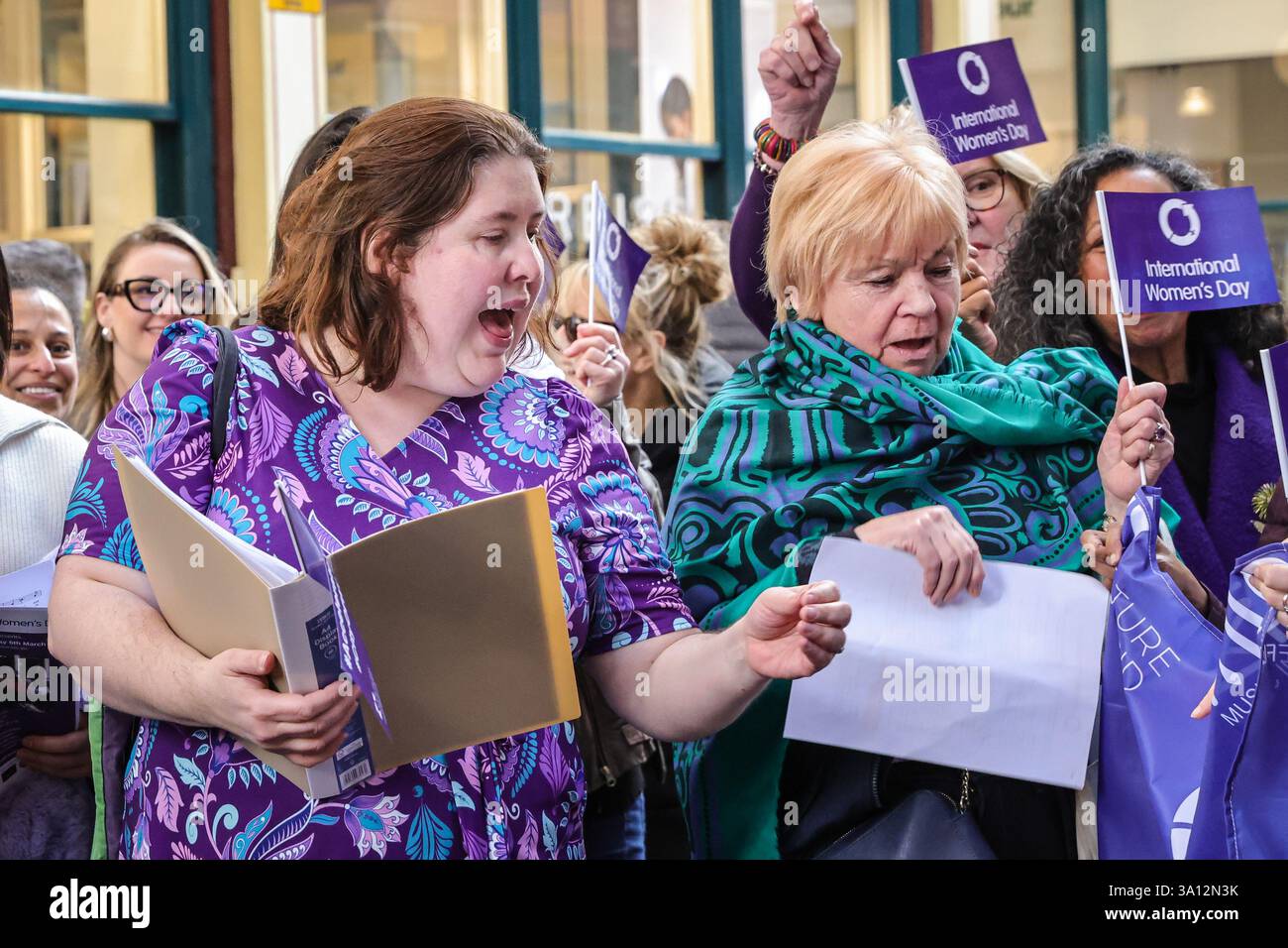 London, UK. 06 March 2025. The choir at Leadenhall Market. Celebrating ...