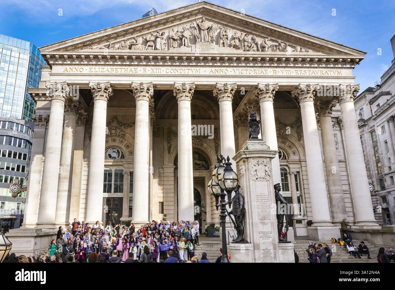 London, UK. 06th Mar, 2025. The choir on the steps of the Royal ...