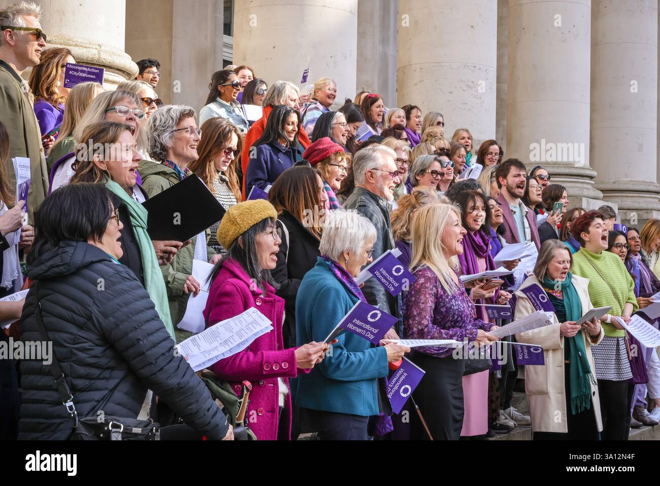 London, UK. 06th Mar, 2025. The choir on the steps of the Royal ...