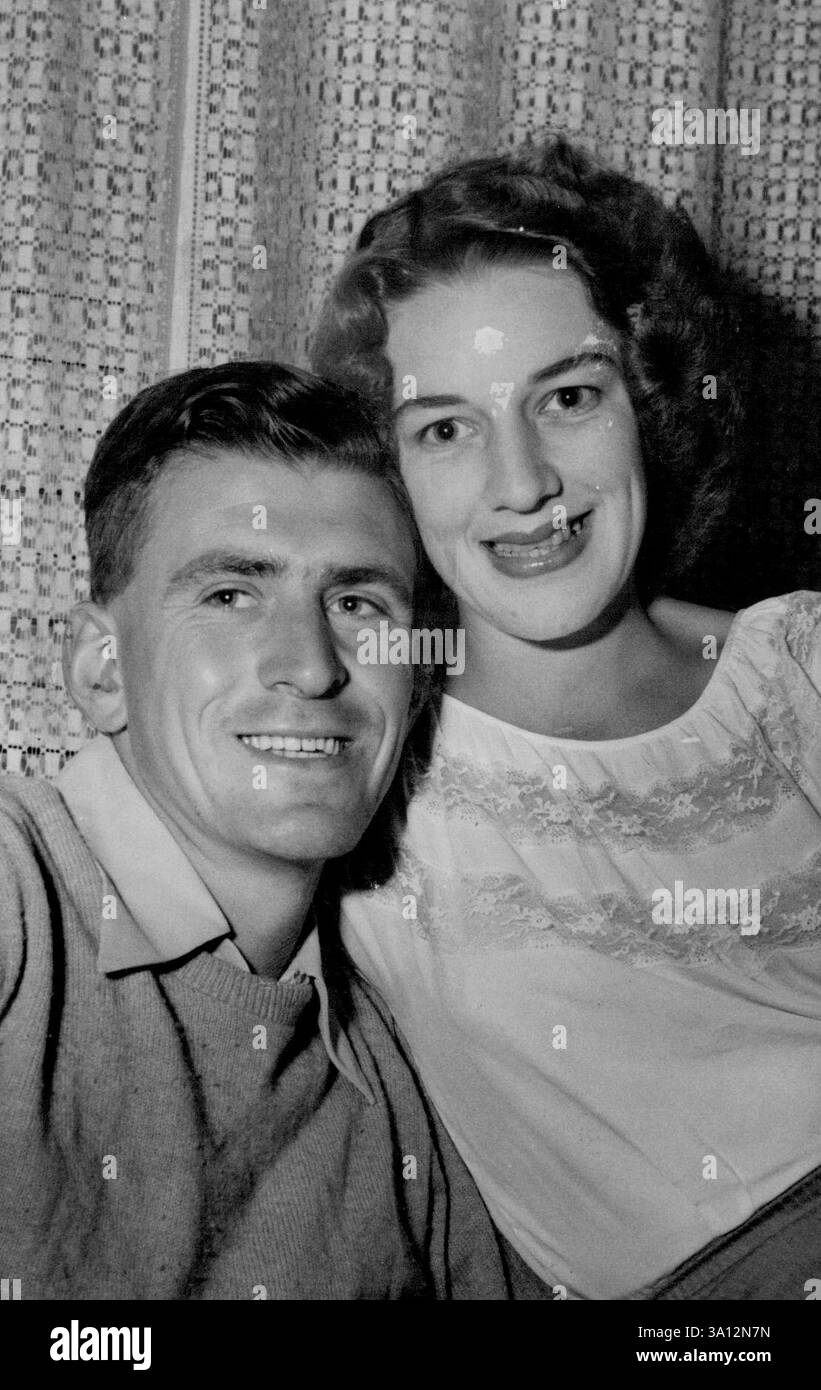 Victorian boxer Al Bourke, photographed with his fiancee Dot Dyson, of Northcote. Bourke will ...