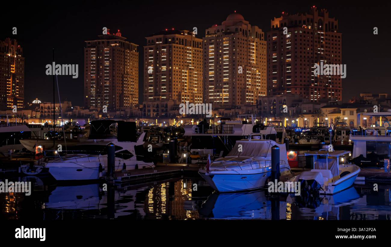 Nighttime view of the iconic I Love Qatar Sign, a symbol in Doha Stock ...