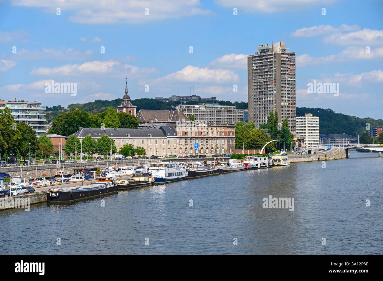 Belgium, Wallonia, Liege, Meuse river from Alber 1th bridge Stock Photo ...
