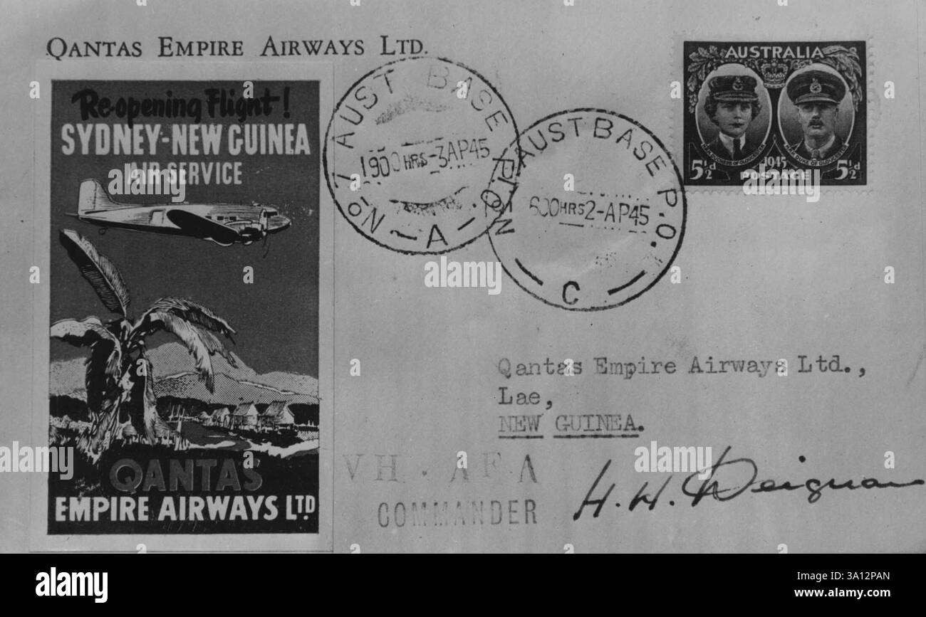 First flight cover commemorating inauguration of Qantas Sydney-New ...