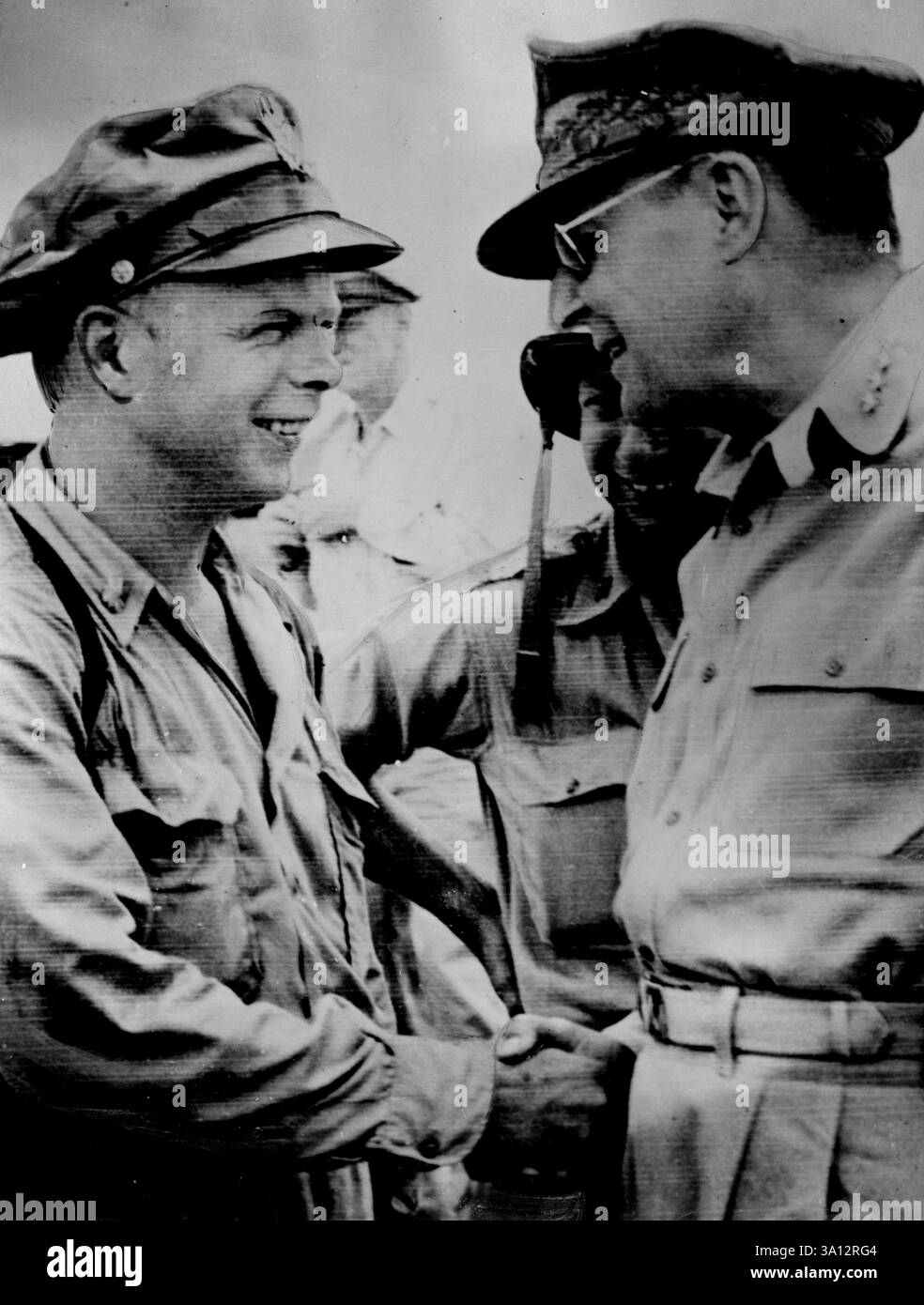America's Top Air Ace Greeted by General Macarthur on Leyte -- Major ...