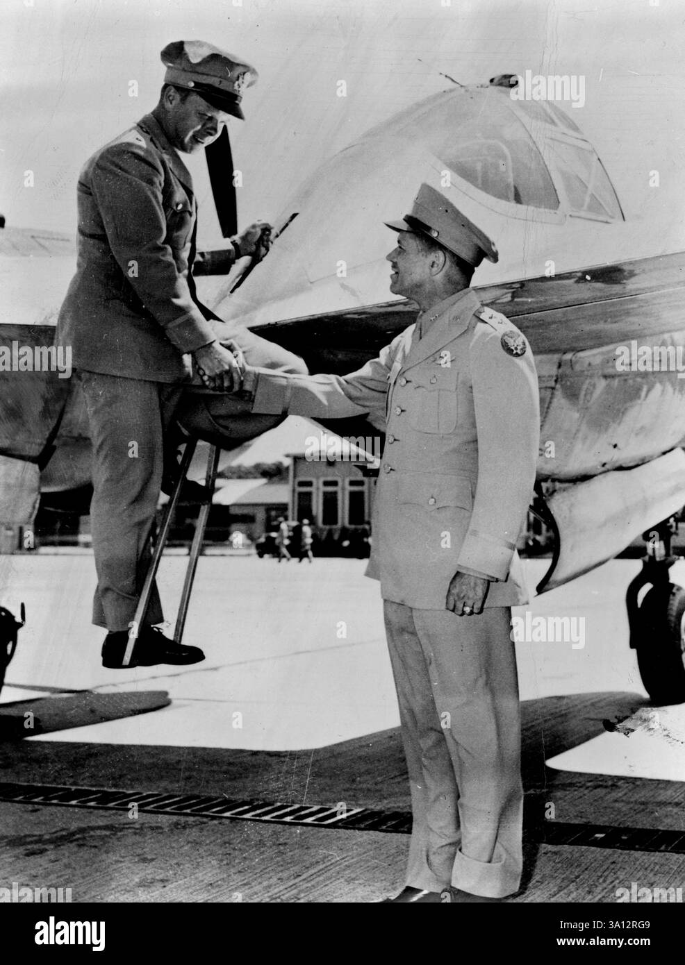 American Air Ace Inspects new plane with which he will tour U.S ...