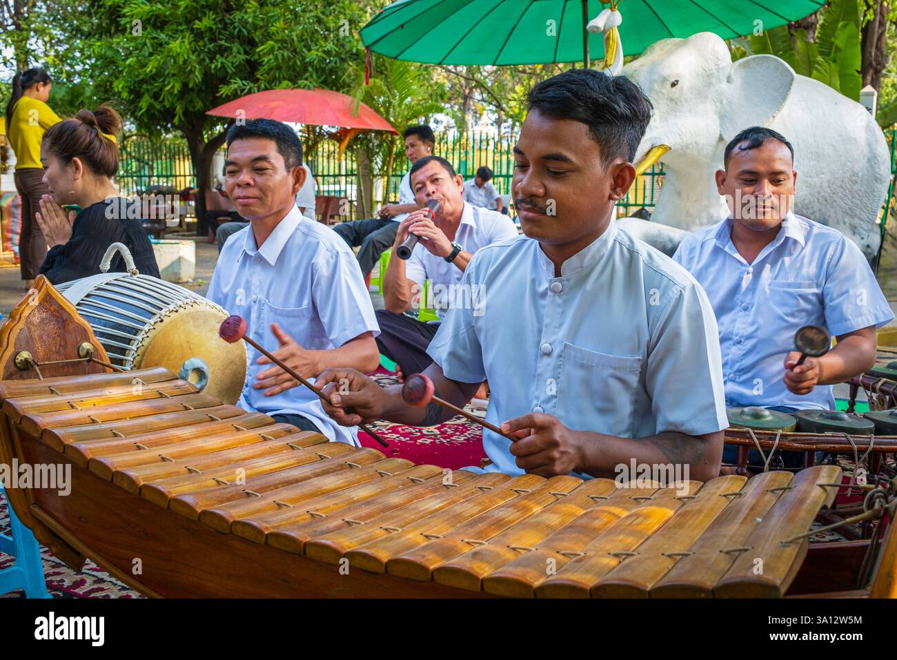 Cambodia, Siem Reap, musicians in the Preah Ang Chek Preah Ang Chorm ...