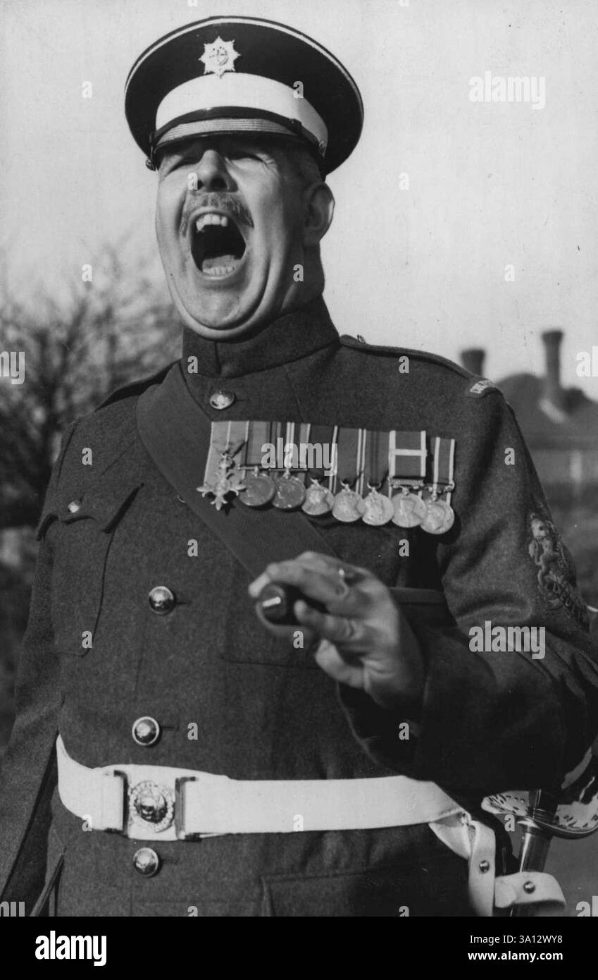 The Sergeant Major On Parade. Photo Shows : The Striking figure of ...