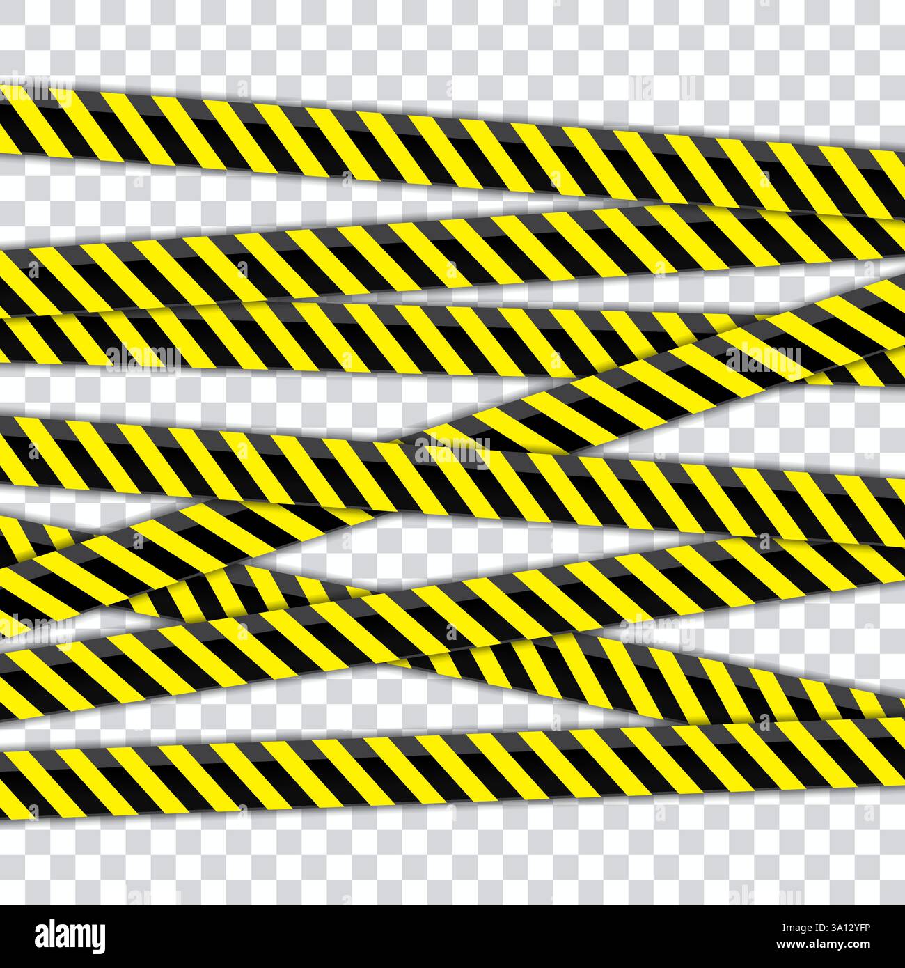 Vector Warning Tapes Set. Yellow and Black Danger Caution Sign. Striped ...