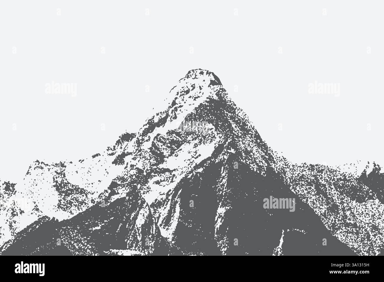 Mountain with halftone stipple effect, for grunge punk y2k collage ...