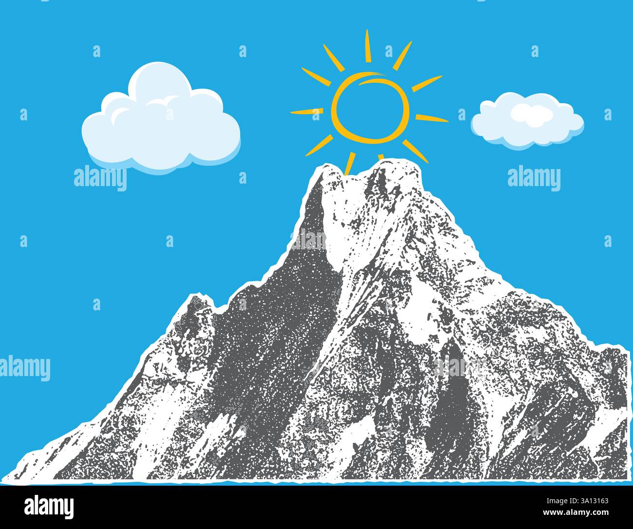 Mountain with halftone stipple effect, for grunge punk y2k collage ...