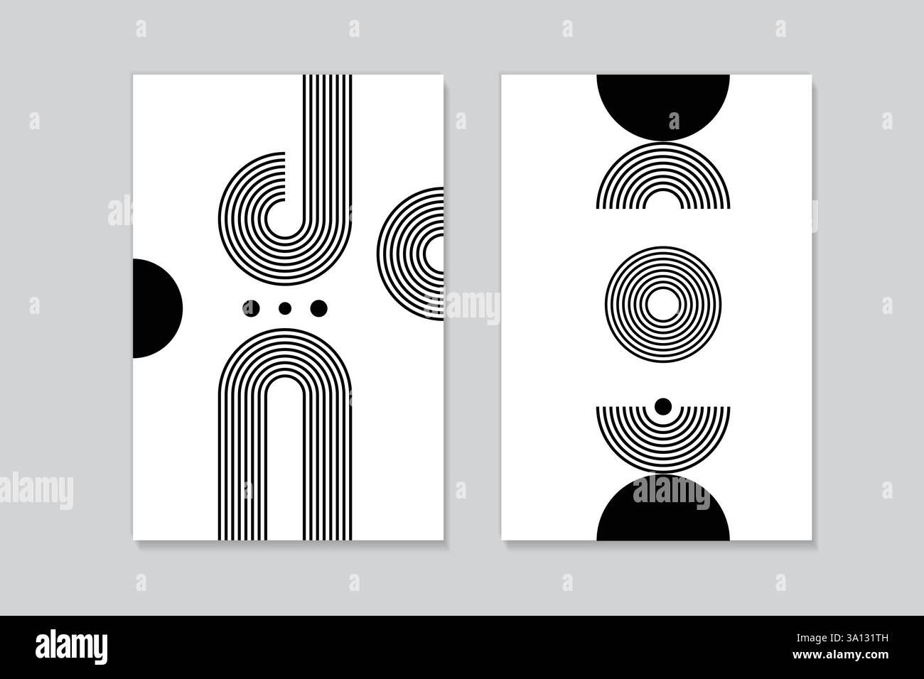 Abstract bauhaus arch figures. Geometric striped shapes, modern memphis ...