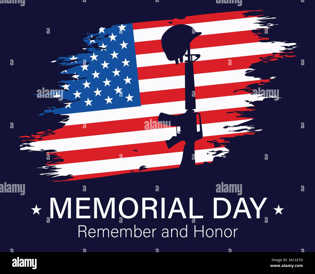 American flag with battle cross in honor and remembrance of fallen ...