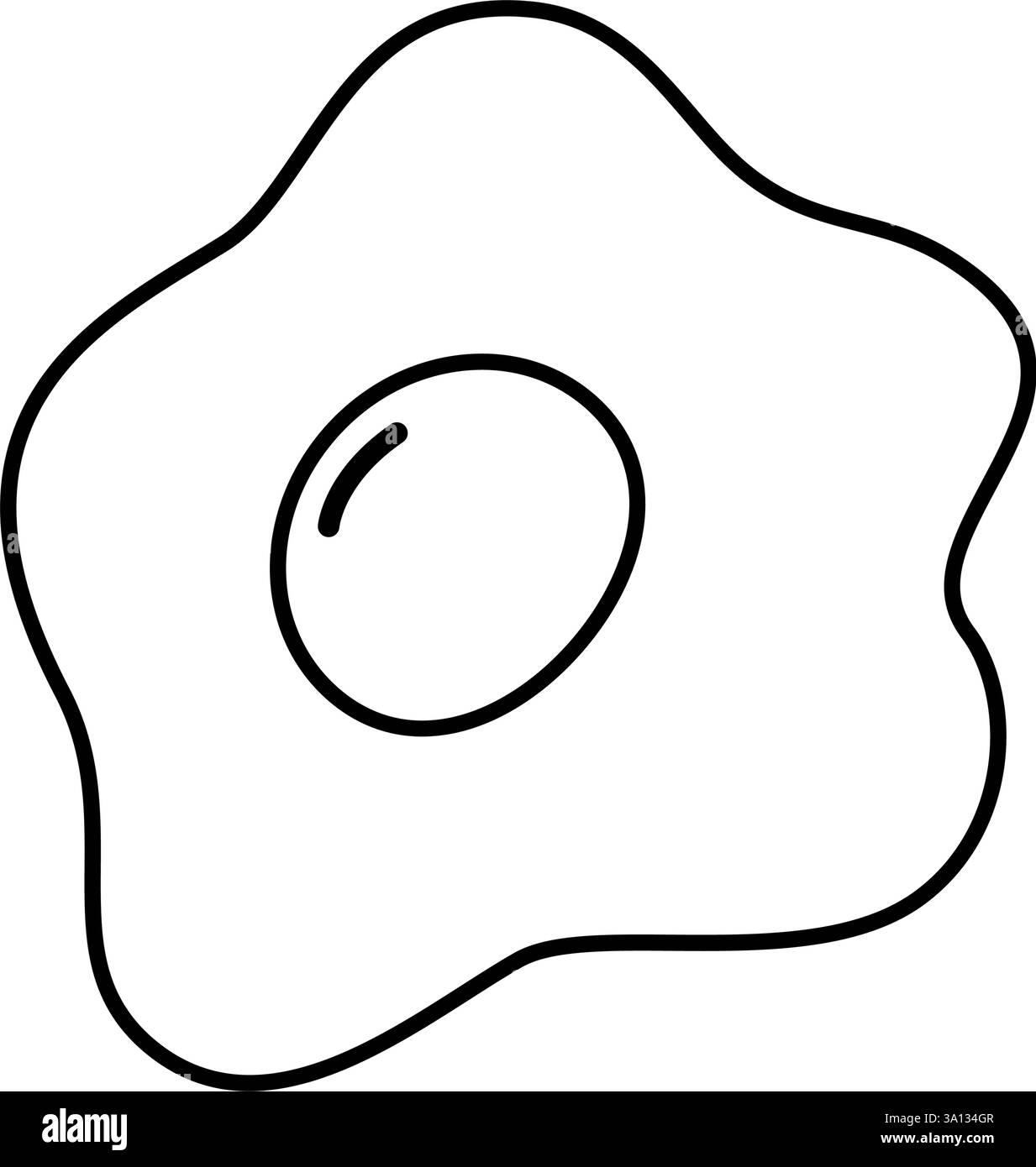 Freehand Outline Fried egg Stylized minimalistic Pictogram Sticker Icon ...