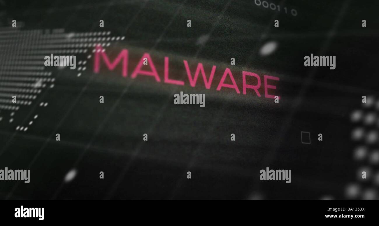 Image Of Malware Text And World Map Over Black Background Global Cyber