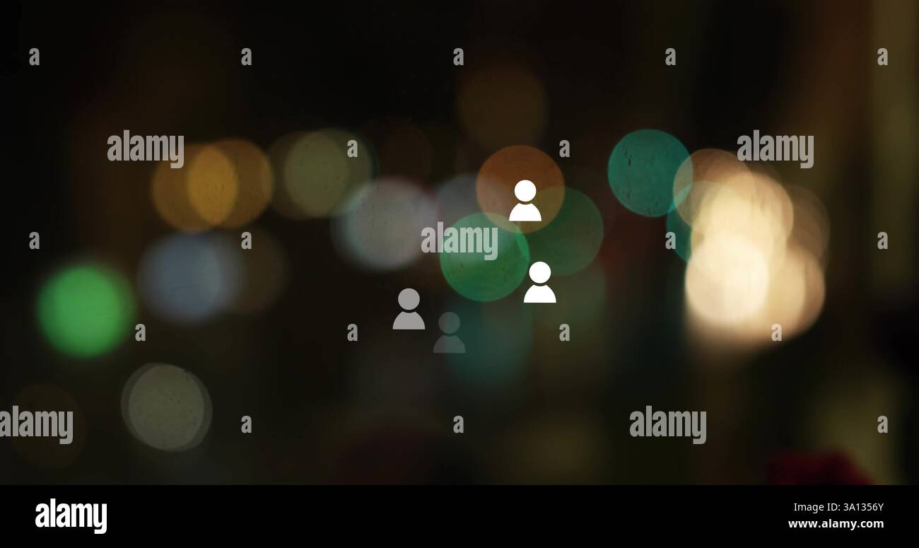 Image of social media icons over light spots on black background Stock ...