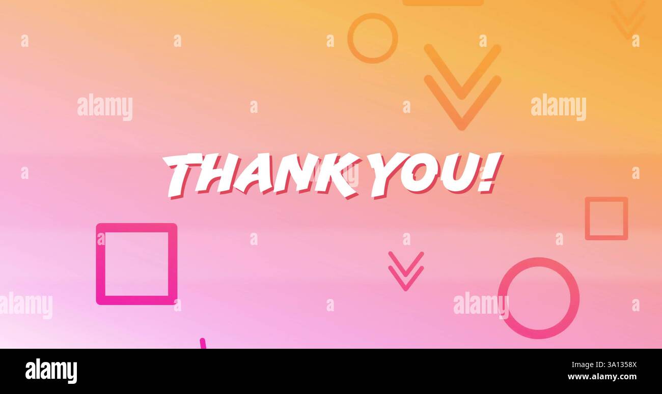Image of thank you text over symbols on orange background Stock Photo ...