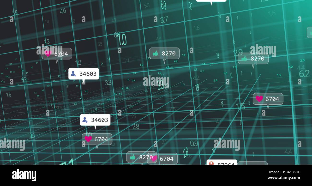 Image of media icons over data processing with connections Stock Photo ...