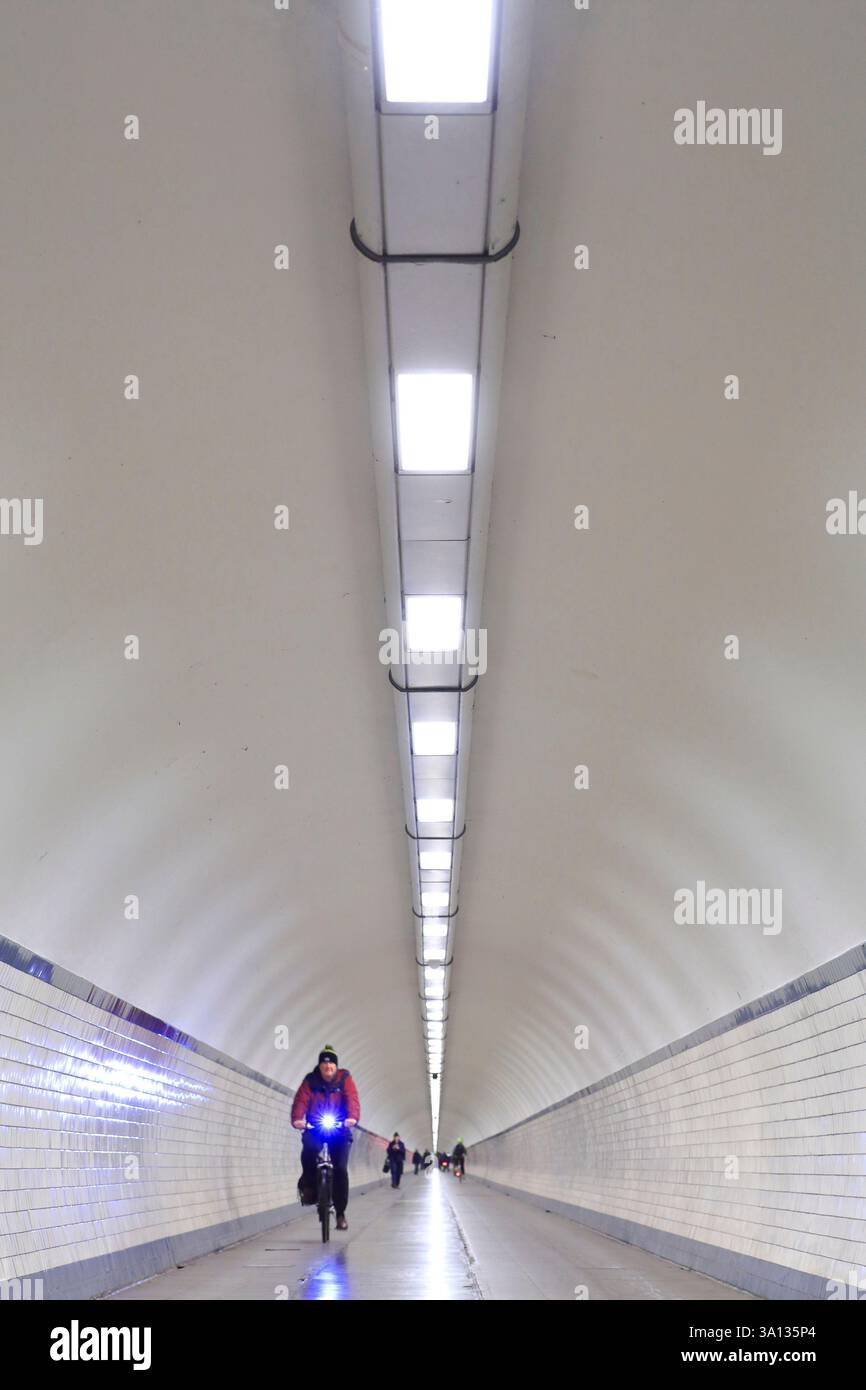 Belgium, Flanders, Antwerp, Sainte-Anne tunnel (Sint-Annatunnel) for ...