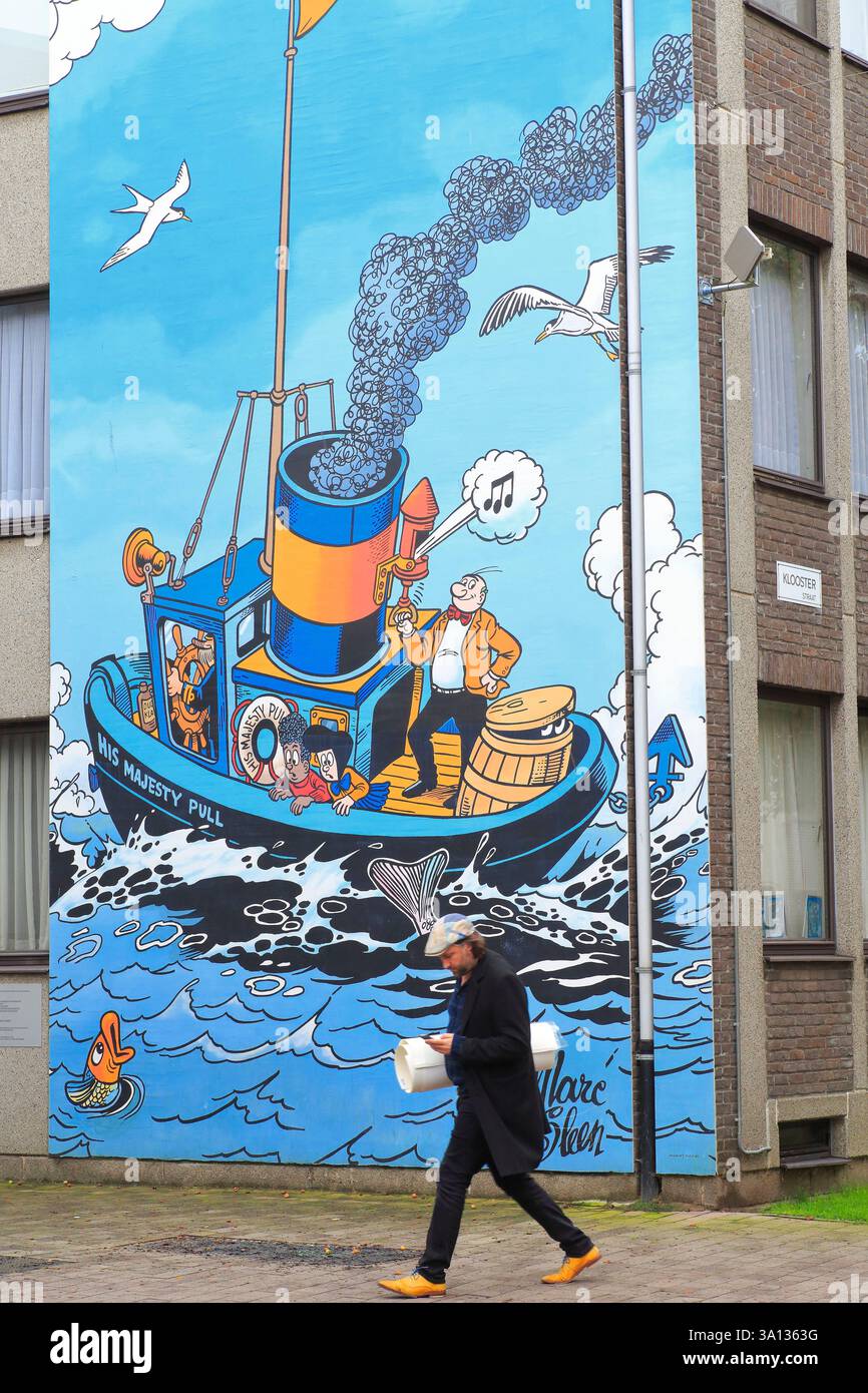 Belgium, Flanders, Antwerp, Kloosterstraat, painted wall inspired by ...