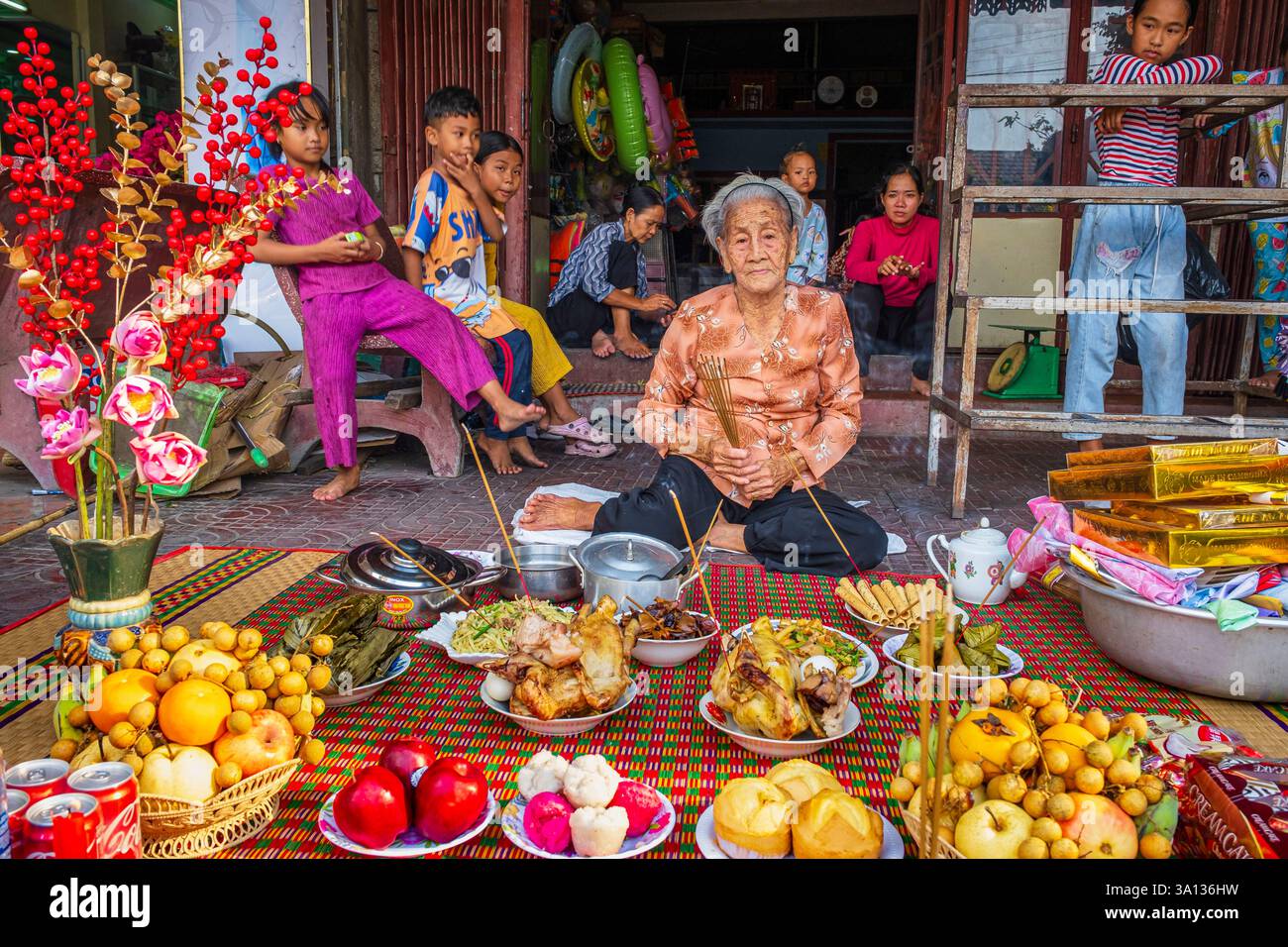 Cambodia, Kampot province, Kampot, Tet festival or Chinese New Year ...