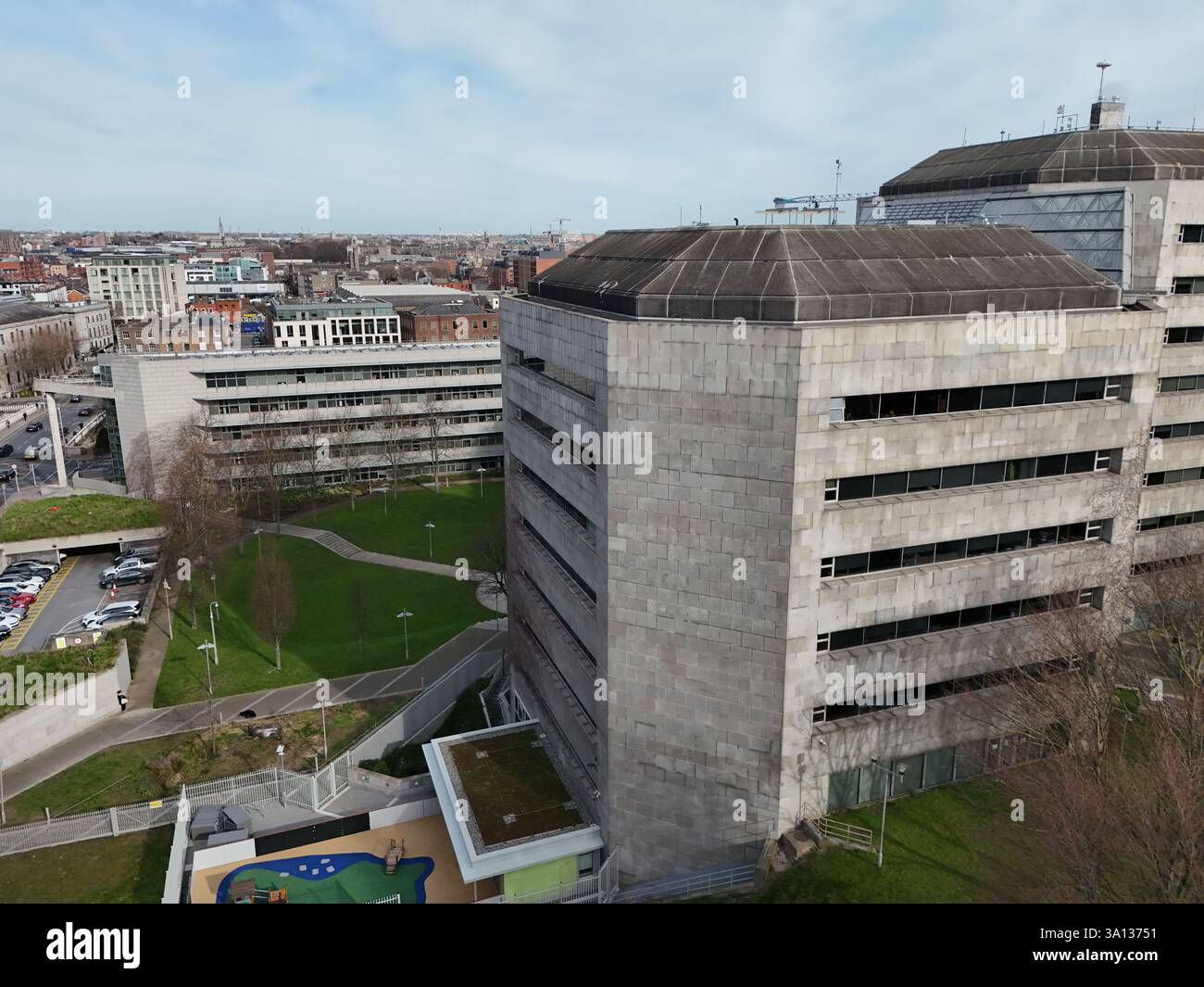 Dublin, Ireland - 04th March 2025 - an aerial elevated view of the ...